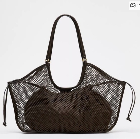 Bags | Brown Mesh Tote Bag | Poshmark